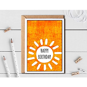 EruditeGifts Happy Birthday Sun Mustard Yellow Greetings Card - Happy Birthday Sunshine Card - Happy Birthday Card For Friend - You Are My Sunshine Card