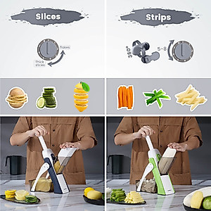 SUPMAKIN Safe Mandoline Food Slicer for Kitchen, Adjustable Potato Slicer,Vegetable Chopper, Mandolin Slicer, French Fry Cutter, 5 in 1 Chopping Artifact for Kitchen Chef Meal Prep