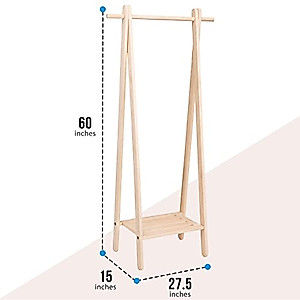 Pennsylvania Woodworks Handcrafted Maple Garment Rack - Sleek & Stylish Clothing Storage, Home Organization, Boutique Display, Coat Rack, Laundry Room Decor - Made in the USA (Medium)