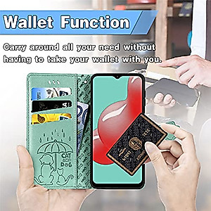 ONV Wallet Case for Oppo Realme 7 Pro - Sparkly Cute Animal Leather Folio Cover + Strap Card Holder Anti-Shock Kickstand Magnet Flip Case for Oppo Realme 7 Pro [MG] -Green