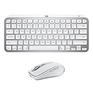Logitech MX Keys Mini for Mac Keyboard + MX Anywhere 3 for Mac Wireless Mouse Combo - Backlit Keys, USB-C, Bluetooth, Ergonomic, Compact, Fast Scroll, Optimised for macOS, iPadOS – Pale Grey