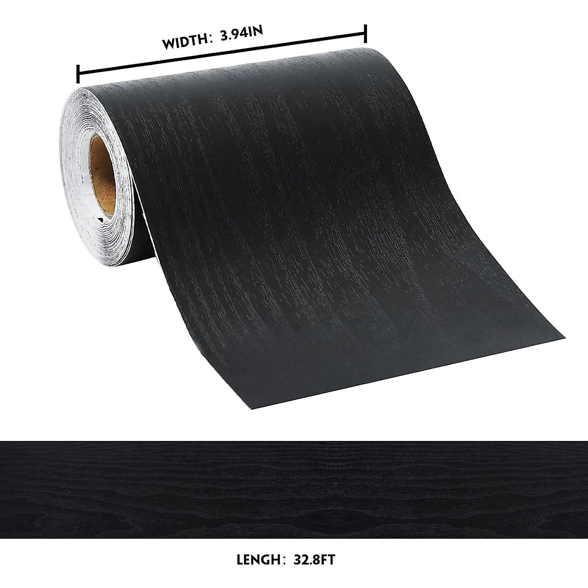 DESOMINOR 32FT Black Border Peel &Stick Black Wood Grain Wallpaper Border Removable Waterproof Bathroom Mirror Frame Sticker,3.94 Inches by 32.8 Ft