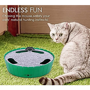 Pawaboo Cat Toy with Running Mouse, Electric Interactive Motion Cat Toy Automatic Rotating Teaser Pop and Play Hide and Seek Hunt Toy for Pet Cat Kitten Play Fun Excercise