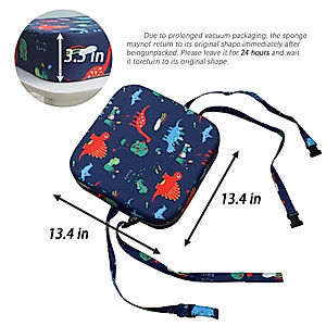 Eiury Toddler Booster Seat for Dining Table, Portable Kids Booster Seat with Safety Buckles Portable Increasing Booster Cushion with Non-Slip Bottom (Blue Dinosaur)