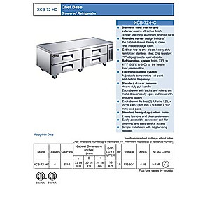 New Xiltek 72″ 4 Drawer Commercial Refrigerated Chef Base