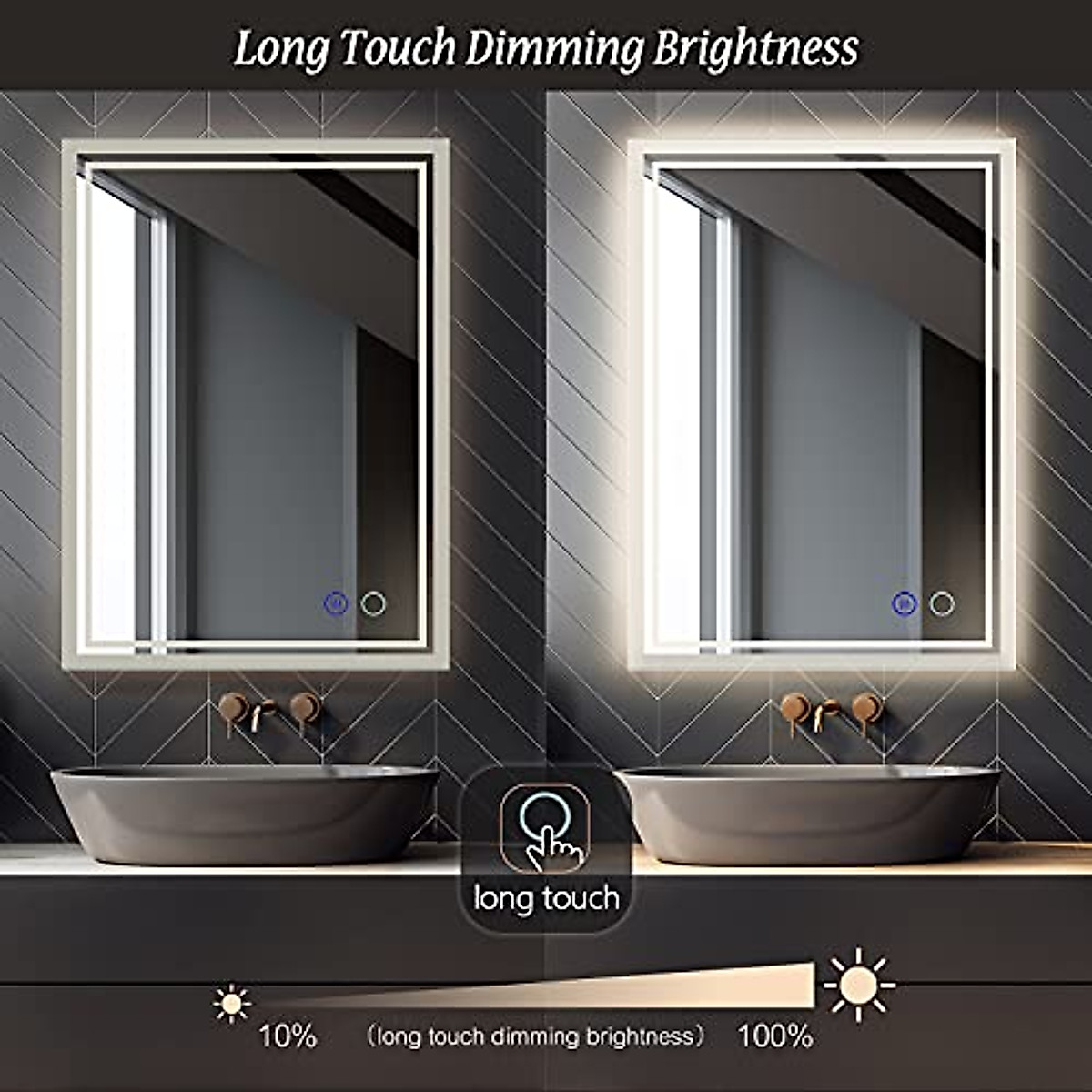 ZELIEVE 24 x 32 LED Backlit Mirror Bathroom Vanity with Lights,Anti-Fog,Dimmable,CRI90+,Touch Button,Water Proof,Horizontal/Vertical,Lighted Mirror Wall Mounted,LED Mirror for Bathroom,LED Mirrors