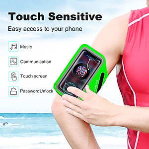 Tsuinz Cell Phone Armband,Water Resistant Phone Holder for Running Exercise Airpods Bag Adjustable Running Armband for iPhone 13/12/11 Pro X/XS/XR/8/7/6 Samsung Galaxy S22/S21/S20/A10e(Green)