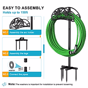 Keten Garden Hose Holder, 4-Prongs Base Freestanding Outdoor Hose Stand Holds 150-feet Hose, Heavy Duty Water Hose Holder Rack and Storage Organizer for Lawn/Yard/Garden (Bird-Style-1)
