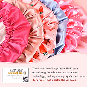 YANIBEST Baby Satin Bonnet Sleep Cap - Double Layer Reversible Adjustable Silky Satin Cap for Infant Toddler(6-36 Months,Hot Pink)