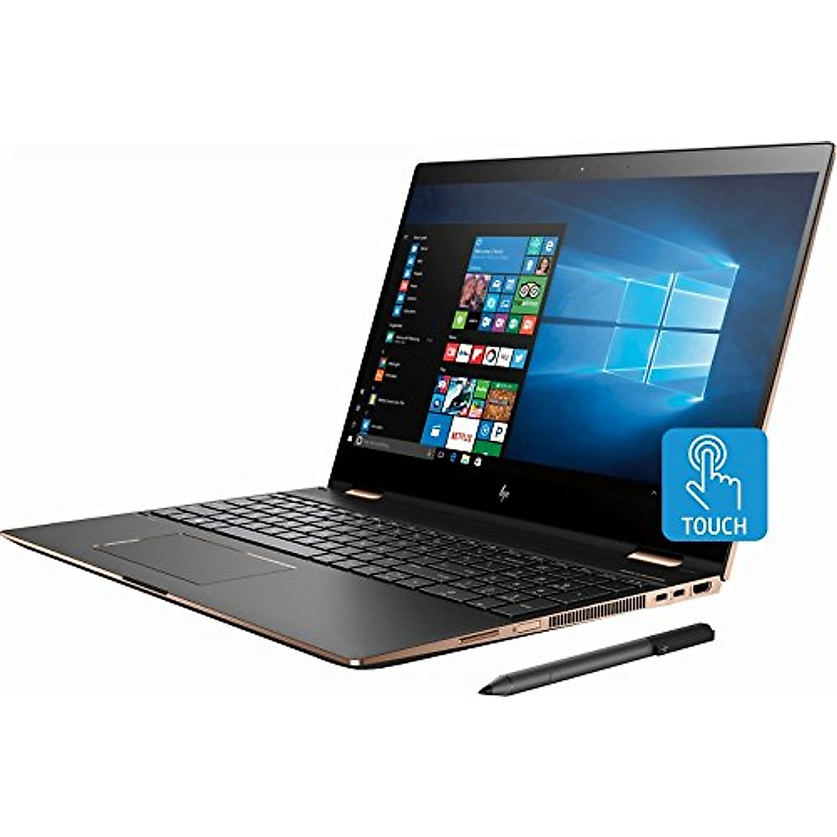 HP Spectre x360-15t Quad Core(8th Gen Intel i7-8550U, 16GB RAM, 512G PCIe NVMe SSD, 4K IPS micro-edge Corning Gorilla, Windows 10)Bang & Olufsen 15.6" 2-in-1 Convertible Dark Ash + HP Warranty