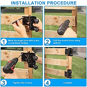 Patio Umbrella Holder, 2 Pcs Adjustable Outdoor Deck Umbrella Corner Mount,2.2'' Diameter in Heavy-Duty Umbrella Clip,Umbrella Base,Umbrella Clamp Mount for Wood Railing, Bracket Backyard or Garden
