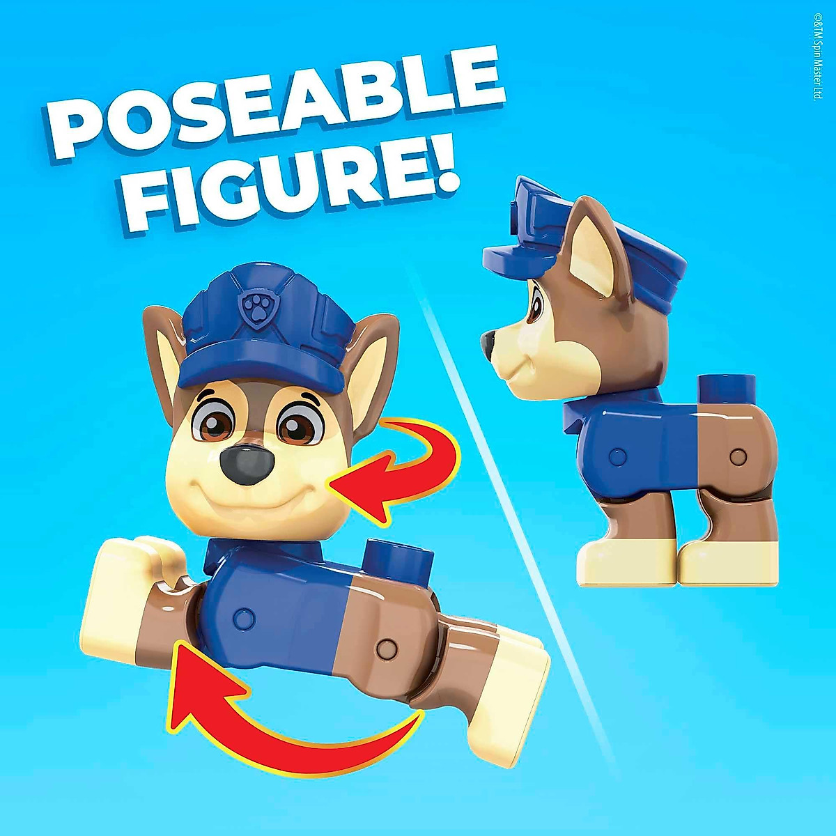 MEGA BLOKS Paw Patrol Chase's Patrol Car Building Set with 1 Chase Figure, 10 Blocks and Special Pieces, Toy Gift Set for Ages 3 and Up