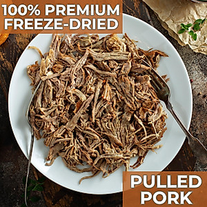 Nutristore Freeze Dried Pulled Pork | Pre-Cooked Shelf Stable Meat for Survival Emergency Food Supply, Meal Prep, and Backpacking/Camping | Made in USA | 25 Year Shelf Life | #10 Can, 18.5 oz