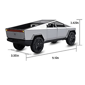Toy Trucks for Boys Cybertruck Model Silver Pickup Truck 1/24 Diecast Metal Toy Cars with Sound and Light for Kids Age 3 Year and Up
