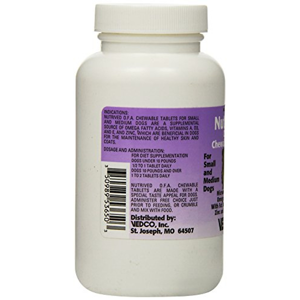 Vedco 60 Count Nutrived O.F.A. Chewable Tablets for Small and Medium Dogs