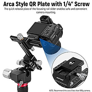 NEEWER 4-Way Macro Focusing Rail Slider with Quick Release Plate, 1/4”-20 Thread for Macro Photography and Close-Up Shooting, Compatible with Canon Nikon Fujifilm Sony DSLR Mirrorless Camera