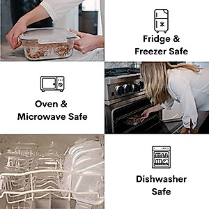 Razab 10 Cups/ 80 Oz 4 Pc (Set of 2) Glass Food Storage Containers with Airtight Locking Lids-For Storing & Serving Food. BPA Free & Leak Proof - Microwave, Dishwasher, Fridge, Freezer and Oven Safe