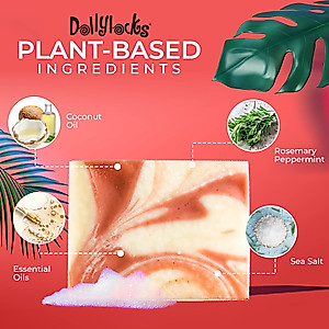 Dollylocks Organic Shampoo Bar for Dreadlocks, Vegan Shampoo with Coconut Oil, Essential Oils, Sea Salt, Plant-Based Shampoo Bars for Hair, Residue Free and Cruelty Free - (4.5oz) Rosemary Peppermint
