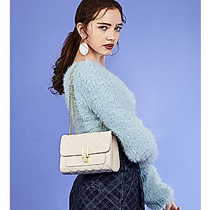 YXBQueen Chain Purse Quilted Handbags for Women Crossbody Bags Quilted Chain Crossbody Bag White