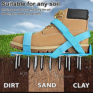 DenForste Lawn Aerator Shoes for Grass - Pre-Assembled Grass Aerator Shoes for Lawn - Soil Yard Aerator Tool for Aerating Patio Garden