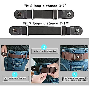 Anna & Eric No Buckle Elastic Belt for Women Men 2 Loop Unisex Buckle Free Stretch Belt-Easy to Use (Black+Khaki, Fit 2 loop distance 4.5-7")