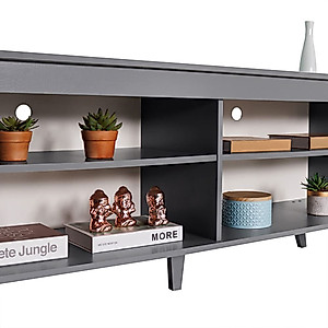 Madesa TV Stand Entertainment Center with 4 Shelves and Cable Management for 50, 55 Inch Media Storage Living Room and Bedroom Modern Wooden Television Media Console - Grey