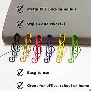 Music Multicoloured Metal Paper Clips,Clips Metal Creative Musical Notes Style Cute Paper Clips,Music Paper Clips for a Music Lover and Music Stationery Office Supplies (6 color-50pcs)