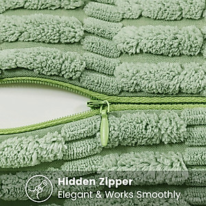 decorUhome Spring Sage Green Decorative Throw Pillow Covers 18x18 Set of 2, Soft Corduroy Striped Square Pillow Covers for Couch Living Room Bed Sofa