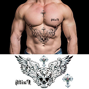 Large Tattoos Fake Temporary Body Art Stickers for Men Women Teens, VIWIEU 3D Realistic Girls Chest Temporary Tattoos, 5 Sheets, Water Transfer Body Tattoos