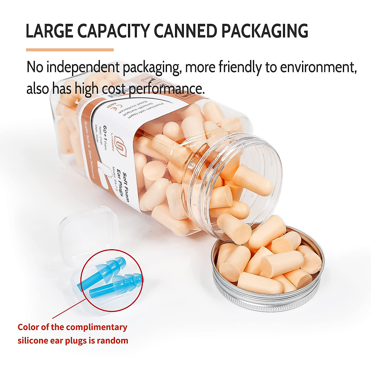 LYSIAN Ultra Soft Foam Earplugs for Sleep 38dB SNR, Noise Reduction Ear Plugs for Sleeping Noise Cancelling, Snoring, Shooting,Work,Plane-60 Pairs