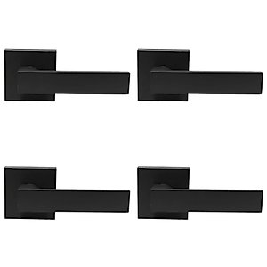 Probrico 4 Pack| Dummy Door Handles in Matte Black, Non-Turning Interior Door Levers, Heavy Duty Reversible Indoor Handles for Closet Pantry