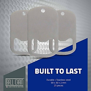 Ball Chain Dog Tag Bottle Openers - Stainless Steel Bottle Opener Keychain - 25 Pieces - Beer Bottle Opener with Middle Slot