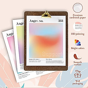 97 Decor Angel Number Poster - Aura Poster Aesthetic, Spiritual Posters, Gradient Angel Numbers Print, Pink Aura Energy Pictures, Balance Prints Coloful Wall Art for Home Bedroom Decor (8x10 UNFRAMED)