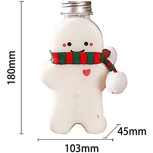 NEW Gingerbread Mug,Creative Water Bottle Kitchen Milk Tea Christmas Decoration Gingerbread Man Drinking Cup，Cute Gingerbread Man Drinking Cup Portable Drink Bottle (Transparent)
