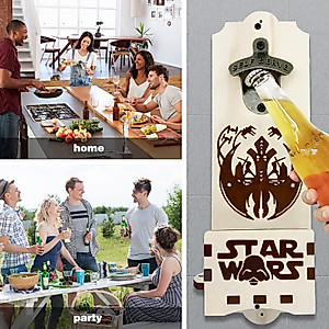 Bottle Openers Abrebotellas Beer Opener for Wall Mount Decoration or Decor for Men Gift Cool Gadgets from Bar,Family Dinner (Star W)