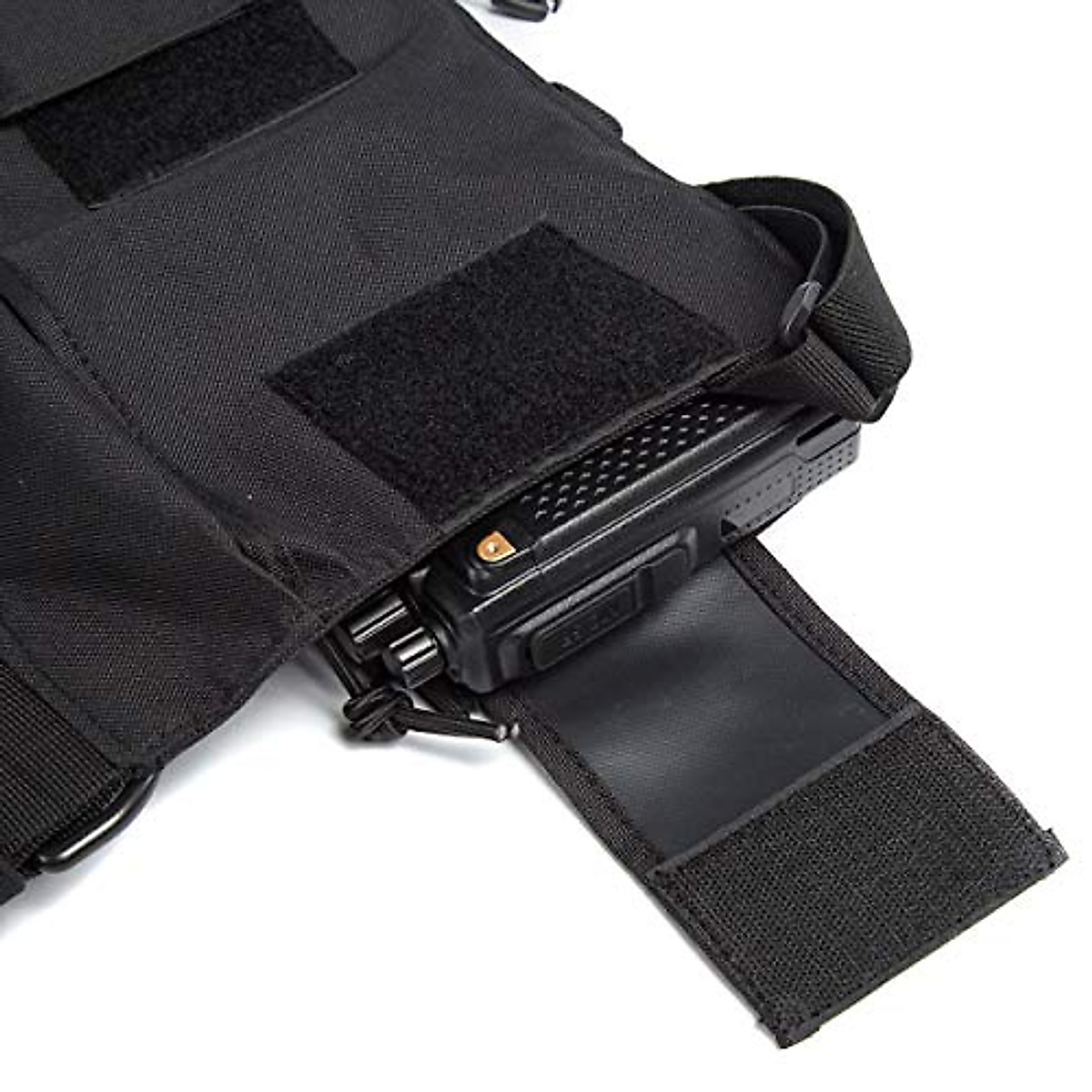 Radio Shoulder Holster Chest Harness Holder Vest Rig for Two Way Radio Chest Front Pack Pouch Walkie Talkie Case with Front Pouches for Kenwood Arcshell Retevis Baofeng UV-5R F8HP UV-82 888S (Black)