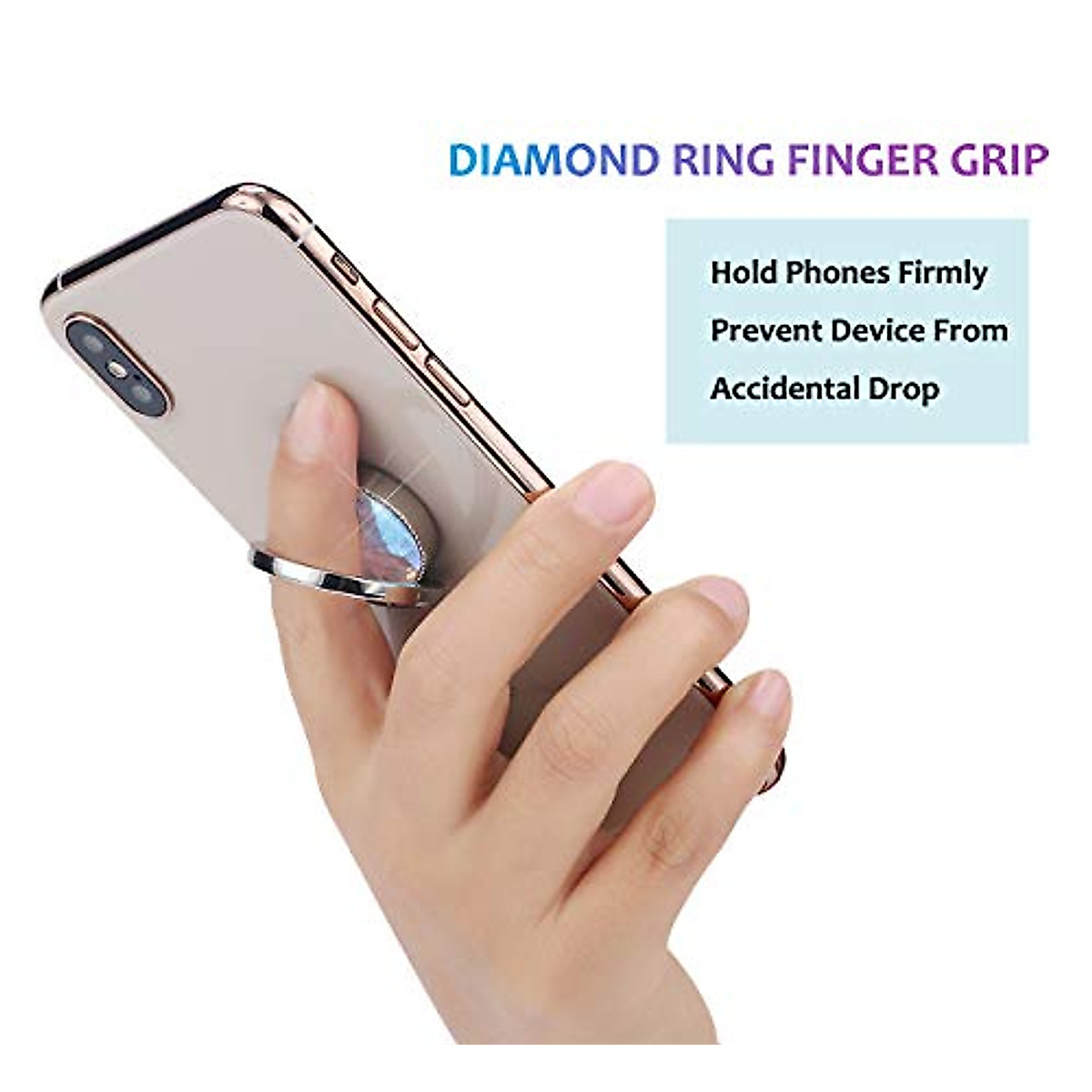 lenoup Glitter Bling Bling Phone Ring Holder,Sparkle Phone Ring Grip Artificial Diamond Stand,Rhinestone Cell Finger Ring for Phones,Pad(Silver)