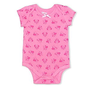 Disney Minnie Mouse Baby Girls’ Bodysuit 4 Pack with 0-12 Milestone Stickers Pack for Newborn and Infant