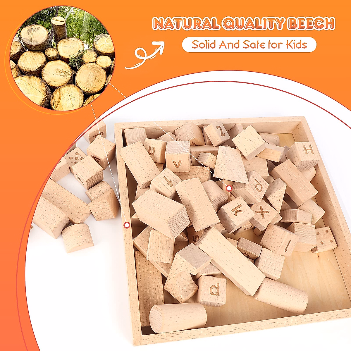 Arthopt Wooden Stacking Rocks (82PCS)