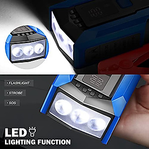 DNA MOTORING 12V 2000A Peak Multi-Function Portable Car Battery Jump Starter for Up to 8.0L Gas / 6.3L Diesel Engine, with Carry Case,Blue/Black, TOOLS-00277