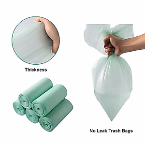 180 Organic Garbage Bags 2-3 Gallon With Handle, AURMOO Organic Trash Bags, Kitchen Food Organi Waste Bags, Bio Garbage Can Liners for Family, Office(40X59cm,Green)