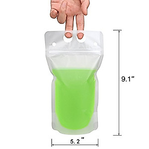 BESOKUSE Drink Pouches for Adults,Drink Pouches with Straws,Stand-Up Juice Pouches Clear Reusable Smoothie Pouch Bag(50PCS)