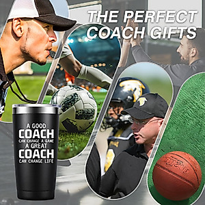 KIKERRO Best Soccer Coach Gifts for Men, Football, Softball, Swim, Basketball, Cheer - Funny Gift Idea for Appreciation, Christmas, Birthday, 20oz Insulated Coach Tumbler, Black