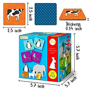 Memory Game - 16 Pairs Animal Memory Games for Kids 3 and Up, Memory Matching Game for Toddlers Education, Non Toxic Memory Card Games of Gift for Kids Preschool 2 Year Old