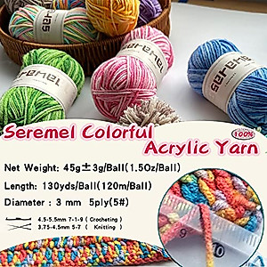 3 Pcs Pack with 5-Ply Acrylic Yarn, 3 Balls of 4.8Oz/135g Soft 3mm Medium Thick Colorful Yarn for Crocheting Knitting, 260 Yds/240m Crochet Blanket、Braids/DIY (Candy Color)