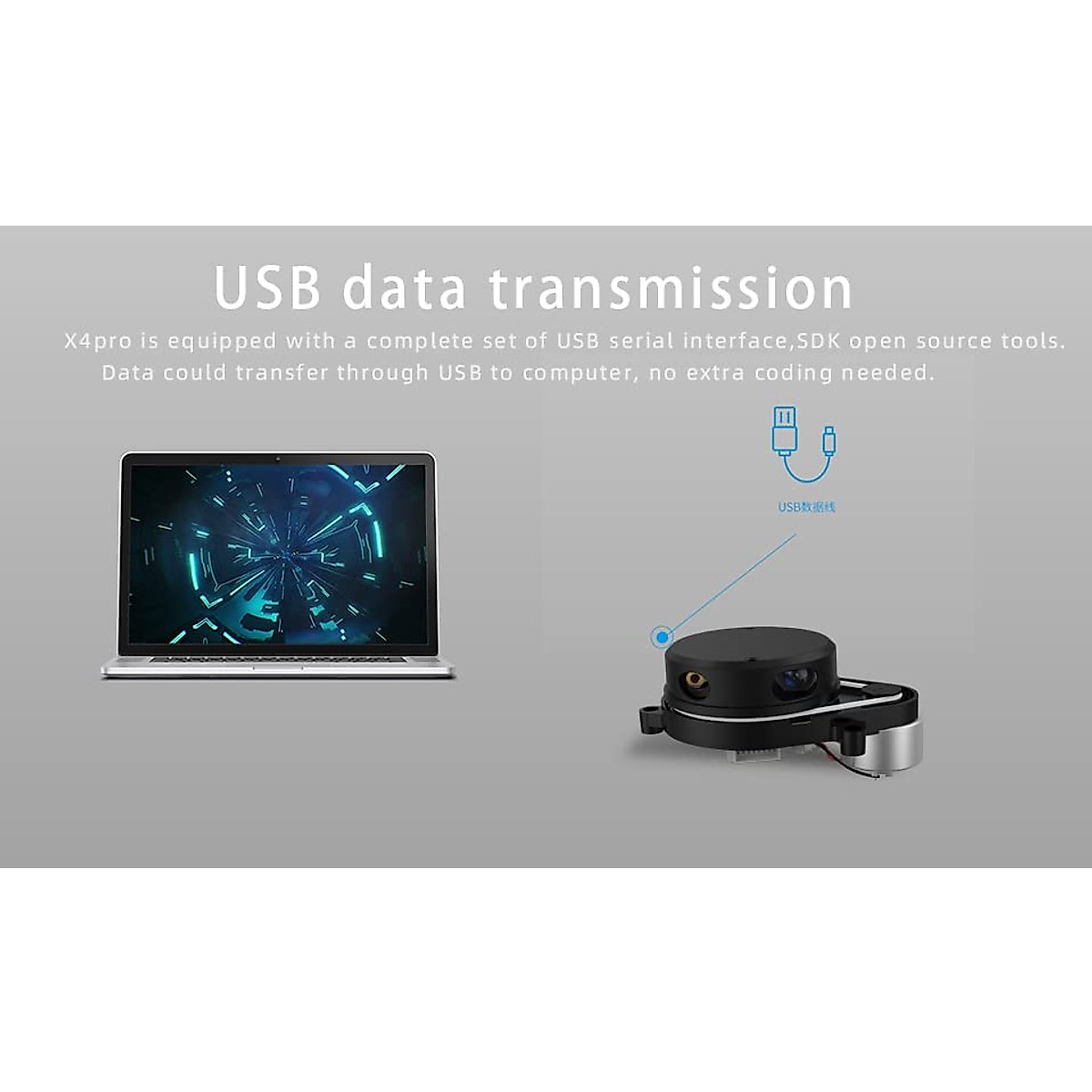 youyeetoo YDLIDAR X4 Pro 360 Degree, 2D Laser Range Lidar Scanner, Triangular Ranging 10 Meters Scanning Radius, for Arduino Raspberry pi Obstacle Avoidance and Navigation of Robots