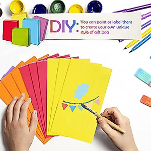 Florskoye Party Favor Bags 24 Pieces Goodie Bags, Solid Color Wrapped Candy Treat Bags Paper Gift Bags with 24 Pcs Stickers for Kids Birthday, Baby Shower, Christmas, Wedding, Party Suppliers (Plain Color)