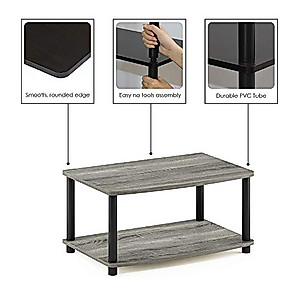 FURINNO Turn-N-Tube No Tools 2-Tier Elevated TV Stand, French Oak Grey/Black