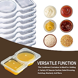 Obfuscate Condiment Container with Lids，Disposable Double Compartment Snack Container for Sauce, Sampling, Travel Snack 20PCS
