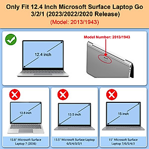Fintie Case for 12.4 Inch Microsoft Surface Laptop Go 3/2/1 (2023/2022/2020) Model: 2013 1943 - Protective Snap On Hard Shell Cover, Glittering Clear